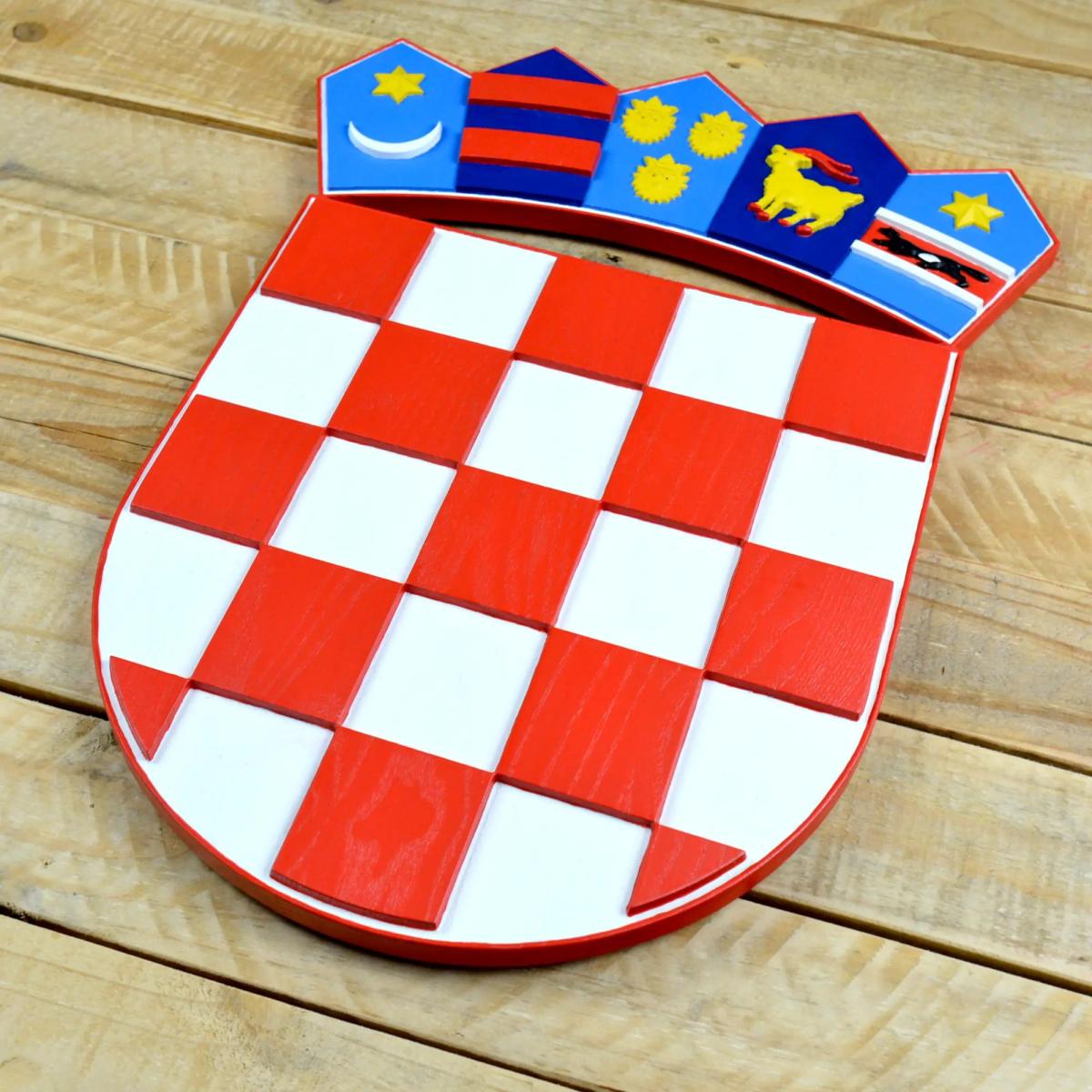 Croatian national emblem made of solid wood - 3D relief
