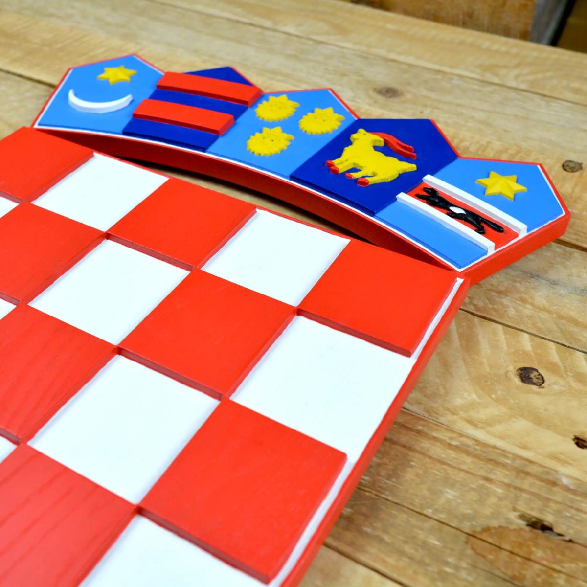 Croatian national emblem made of solid wood - 3D relief