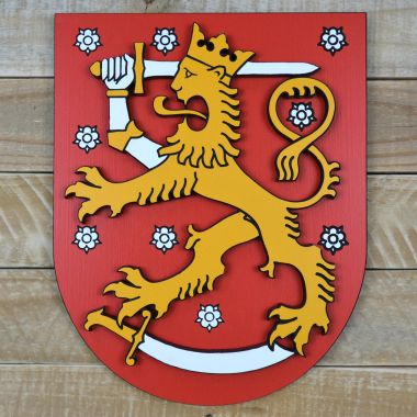 Finnish Coat of Arms: Nordic Symbol in Elegant Wood