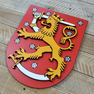 Finnish Coat of Arms: Nordic Symbol in Elegant Wood