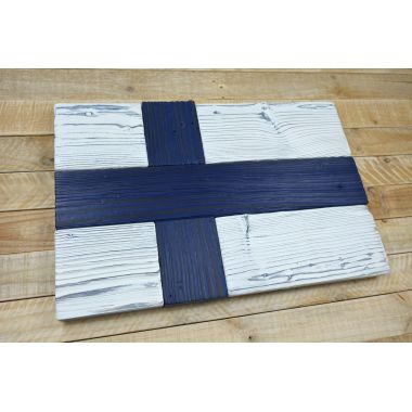Finnish Wooden Flag: Traditional Deep Burned Design