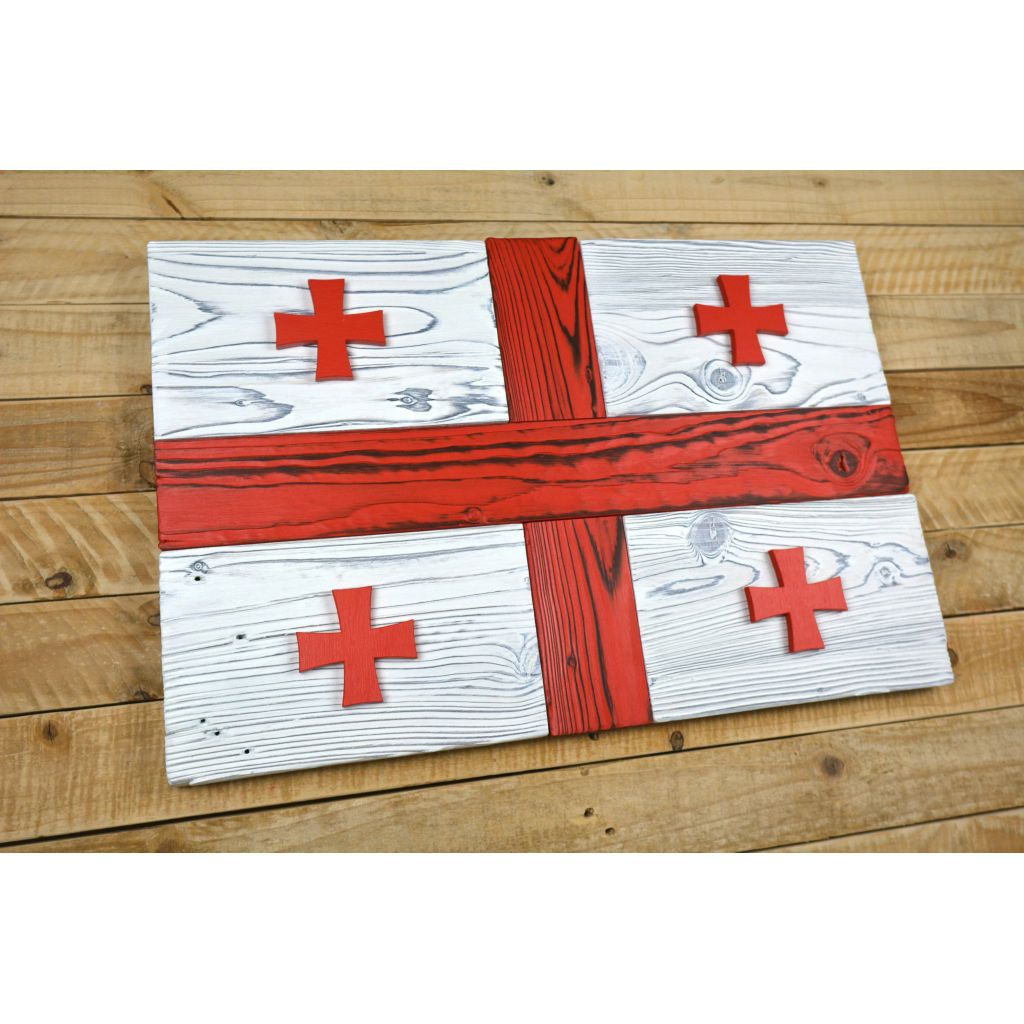 Georgian Wooden Flag: Artisan Craft, Deeply Burned Wood